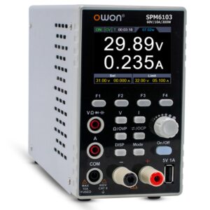 owon spm6103 dc power supply with multimeter 2 in 1 function 4 1/2 digits multimeter 10mv/1ma resolution power supply with 2.8 inch lcd(60v/10a/300w)