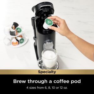 Ninja PB051 Pods & Grounds Specialty Single-Serve Coffee Maker, Compatible with K-Cups, Built-In Milk Frother, 6-oz. Cup to 24-oz. Travel Mug Sizes, Black (Renewed)