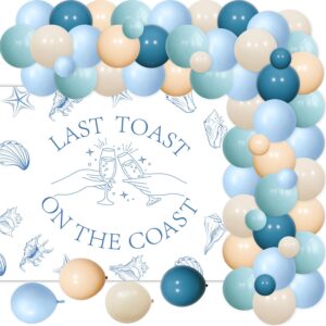 71pcs last toast on the coast bachelorette party decorations, bridal shower decorations kit with bachelorette theme backdrop latex balloons, garland arch kit for engagement party supplies