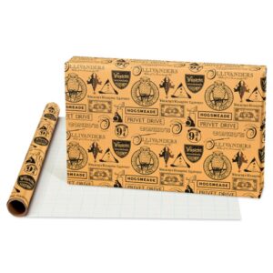 American Greetings 105 sq. ft. Harry Potter Wrapping Paper Set with Gridlines for Birthdays, Graduations and All Occasions, Hogwarts House Crests, Gryffindor Robe and Marauders Map (3 Rolls, 30 in. x 14 ft. each)