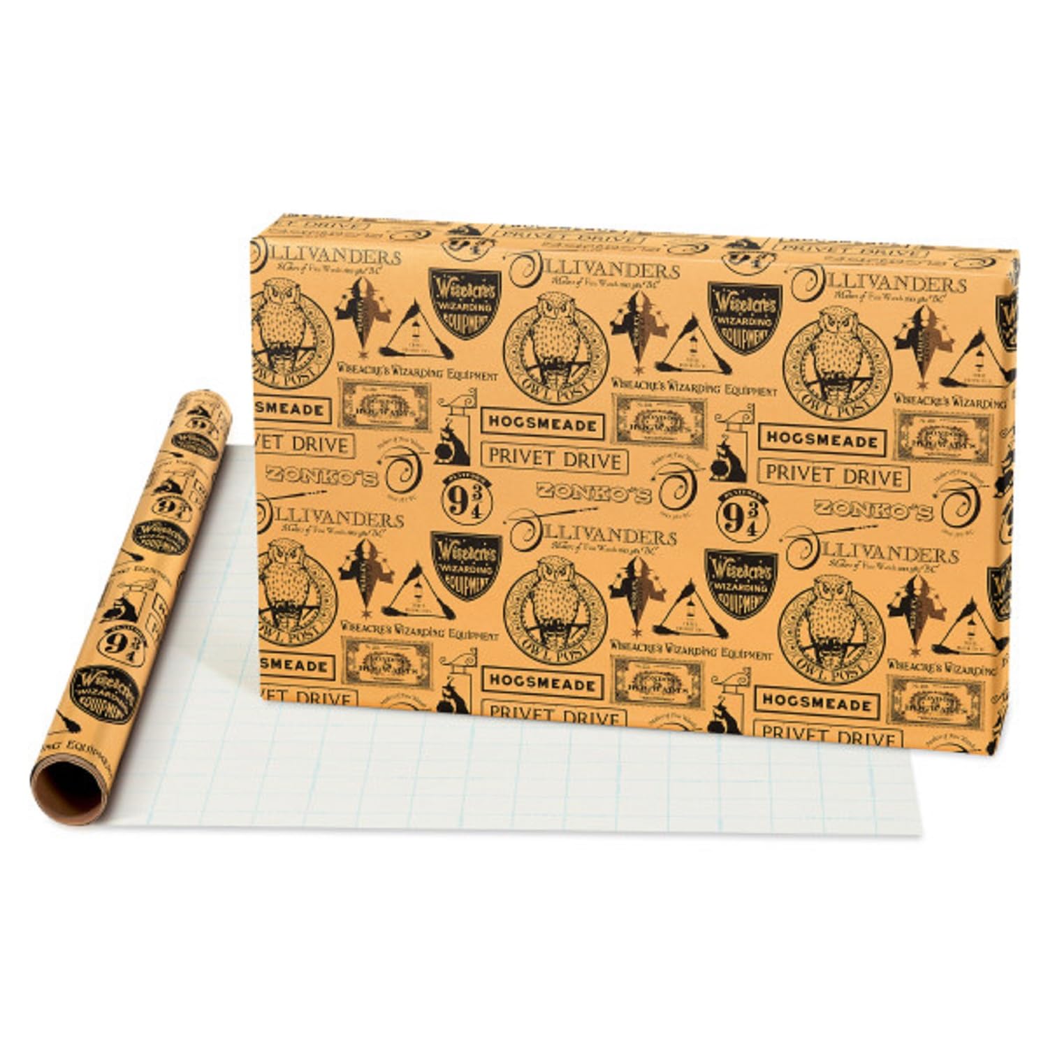 American Greetings 105 sq. ft. Harry Potter Wrapping Paper Set with Gridlines for Birthdays, Graduations and All Occasions, Hogwarts House Crests, Gryffindor Robe and Marauders Map (3 Rolls, 30 in. x 14 ft. each)