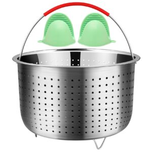 redant steamer basket for instant pot accessories 3 qt, pot strainer steamer for cooking, steam basket stainless steel steamer insert for vegetables, egg, pasta (free 2 pcs silicone gloves), 3 quart