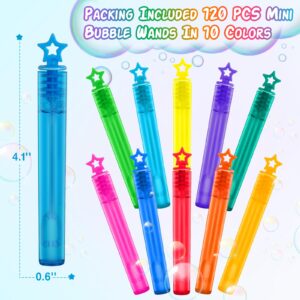 120 Pcs Mini Bubble Wands in 6 Colors, Bulk Party Favors for Kids, Themed Birthday, Christmas, New Year, Valentine, Carnival, School Classroom Prizes for Boys & Girls, Ideal Goodies Bags Stuffers