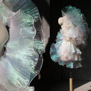 5 yards iridescent white ruffle ribbon pleated chiffon trim dress decoration jellyfish craft sewing (iridescent white)