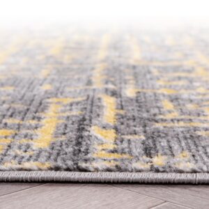 Rugshop Distressed Abstract Design Non Shedding Soft Ideal for Living Room,Bedroom,Kitchen Area Rug 5' x 7' Yellow