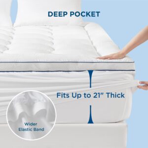 Bedsure Breescape Cooling Mattress Topper, Queen Mattress Pad, Extra Thick Soft Quilted Mattress Cover, Pillow Top Mattress Protector with a Deep Pocket Fitted to 8"-21" Mattresses