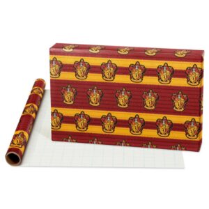 American Greetings 105 sq. ft. Harry Potter Wrapping Paper Set with Gridlines for Birthdays, Graduations and All Occasions, Hogwarts House Crests, Gryffindor Robe and Marauders Map (3 Rolls, 30 in. x 14 ft. each)