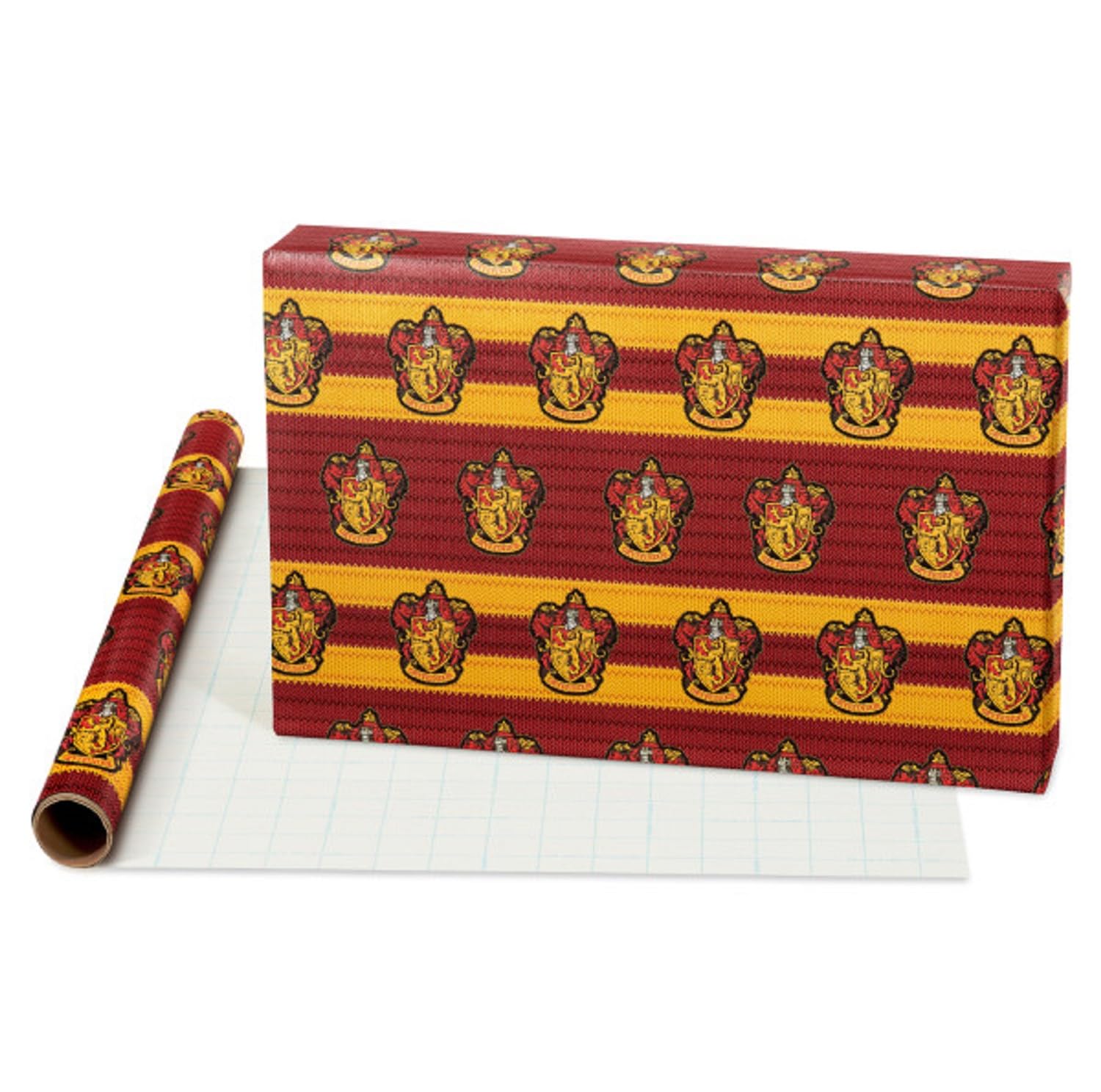 American Greetings 105 sq. ft. Harry Potter Wrapping Paper Set with Gridlines for Birthdays, Graduations and All Occasions, Hogwarts House Crests, Gryffindor Robe and Marauders Map (3 Rolls, 30 in. x 14 ft. each)