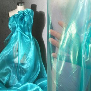 3 Yard Sheer Iridescent Organza Fabric, Magic Laser Holographic Gauze Fabric for Costume, Curtain, Shiny Photography Background, Party, DIY Supplies, Wedding, Home Decor (Magic Light Blue)