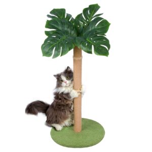 yepdin cat scratching post 39.4 inch tall cat tree for indoor cats large adult cat scratching post with sisal rope,cute kitten cat scratcher in monstera plants