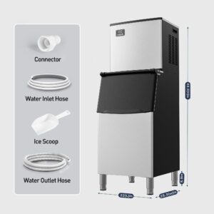 ICEVIVAL Commercial Ice Maker Machine, 400lbs/Daily, 300lbs Storage, SECOP Compressor&ETL, Ice-Ready in 8 to15 mins, Stainless Steel, Commercial Ice Machine for Bar/Cafe/Restaurant/Business