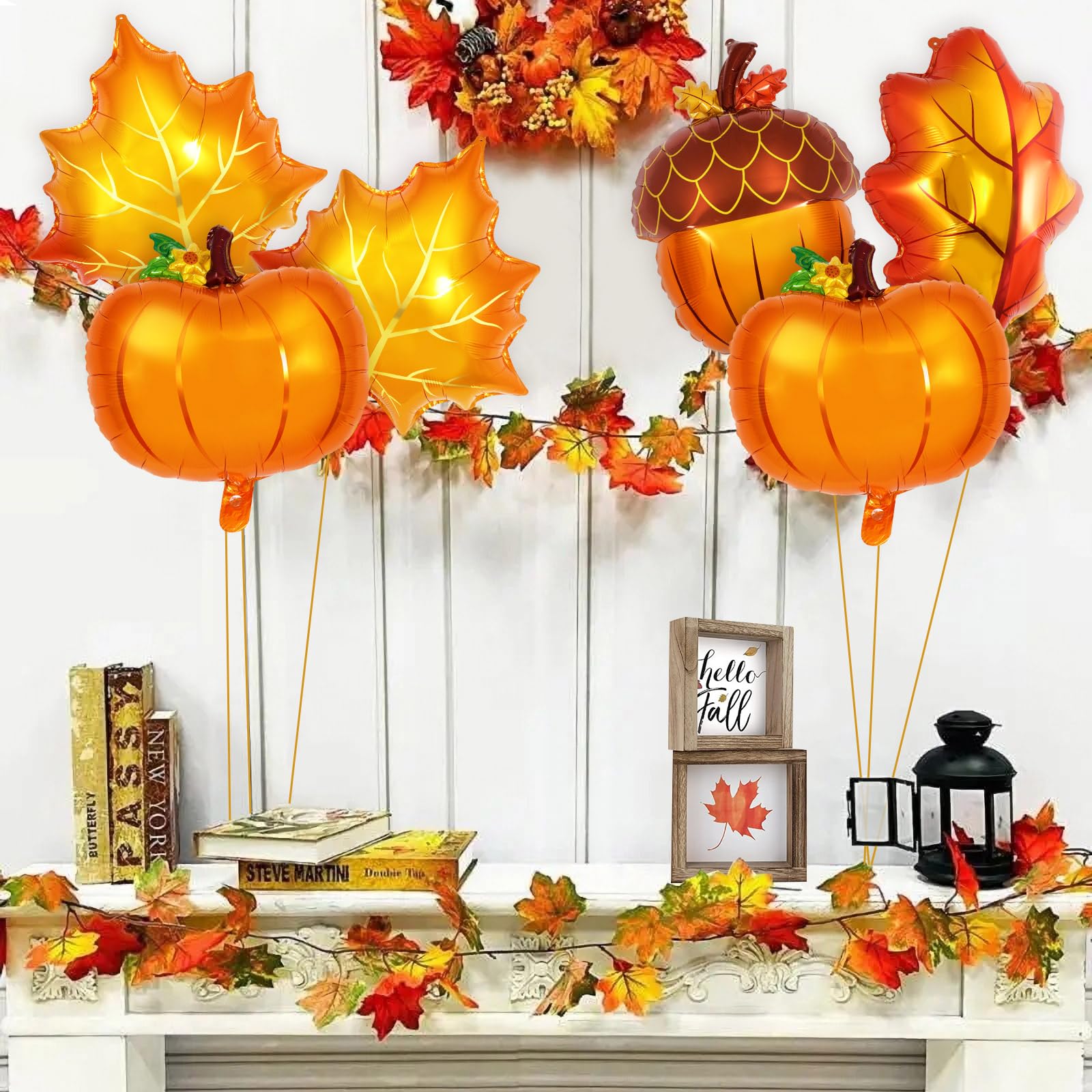 20 Pcs Fall Balloons,Thanksgiving Foil Balloons Big Pumpkin Maple Leaves Acorn Balloons Autumn Theme Decorations for Birthday Baby Shower Wedding ThanksGiving Party Decor