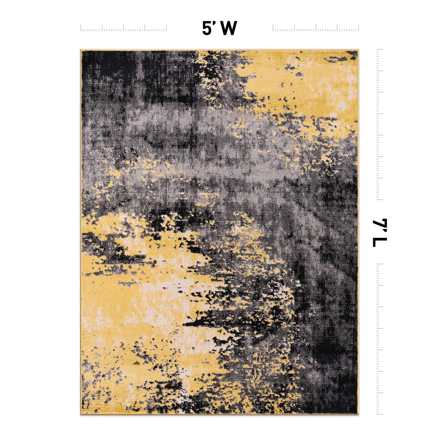 Rugshop Contemporary Abstract Splash Non Shedding Soft Ideal for Living Room,Bedroom,Kitchen Area Rug 5' x 7' Yellow