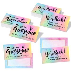 yhntgb 210 pcs holographic thank you cards bulk appreciation gifts you are awesome you rock greeting cards thank you for making a difference cards for students volunteers doctors teachers businessman