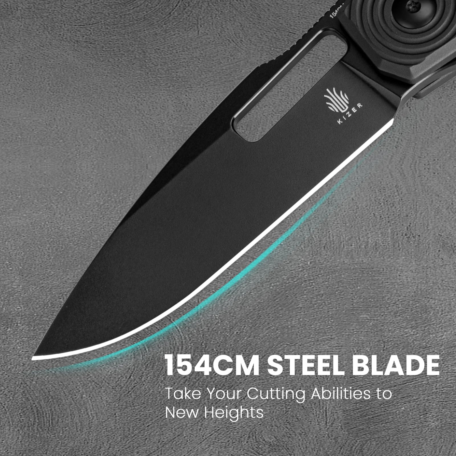 Kizer Dogfish Folding Knife, 3.14 In 154CM Steel Blade Pocket Knife, Aluminium Handle EDC Knife for Men Women Camping Hunting Hiking Outdoor Tool V3640C1