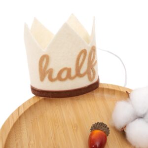 agkvw half birthday crown - boho cake smash prop, 6 months hat for boys in brown