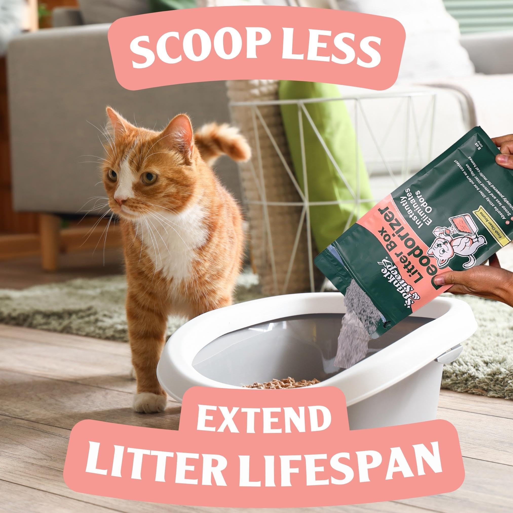 Sprinkle & Sweep Litter Box Deodorizer - Cat Litter Deodorizer Non Toxic and Safe for Kittens - Litter Deodorizer Instantly Eliminates Foul Litter and Urine Odors, One Month Supply (8oz)