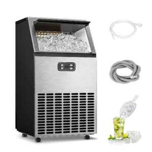 icevival commercial ice maker machine, 100lbs/daily ice production under counter ice maker, self-cleaning, timer stainless ice maker with 33lbs ice storage, ideal for school, home, bar, rv