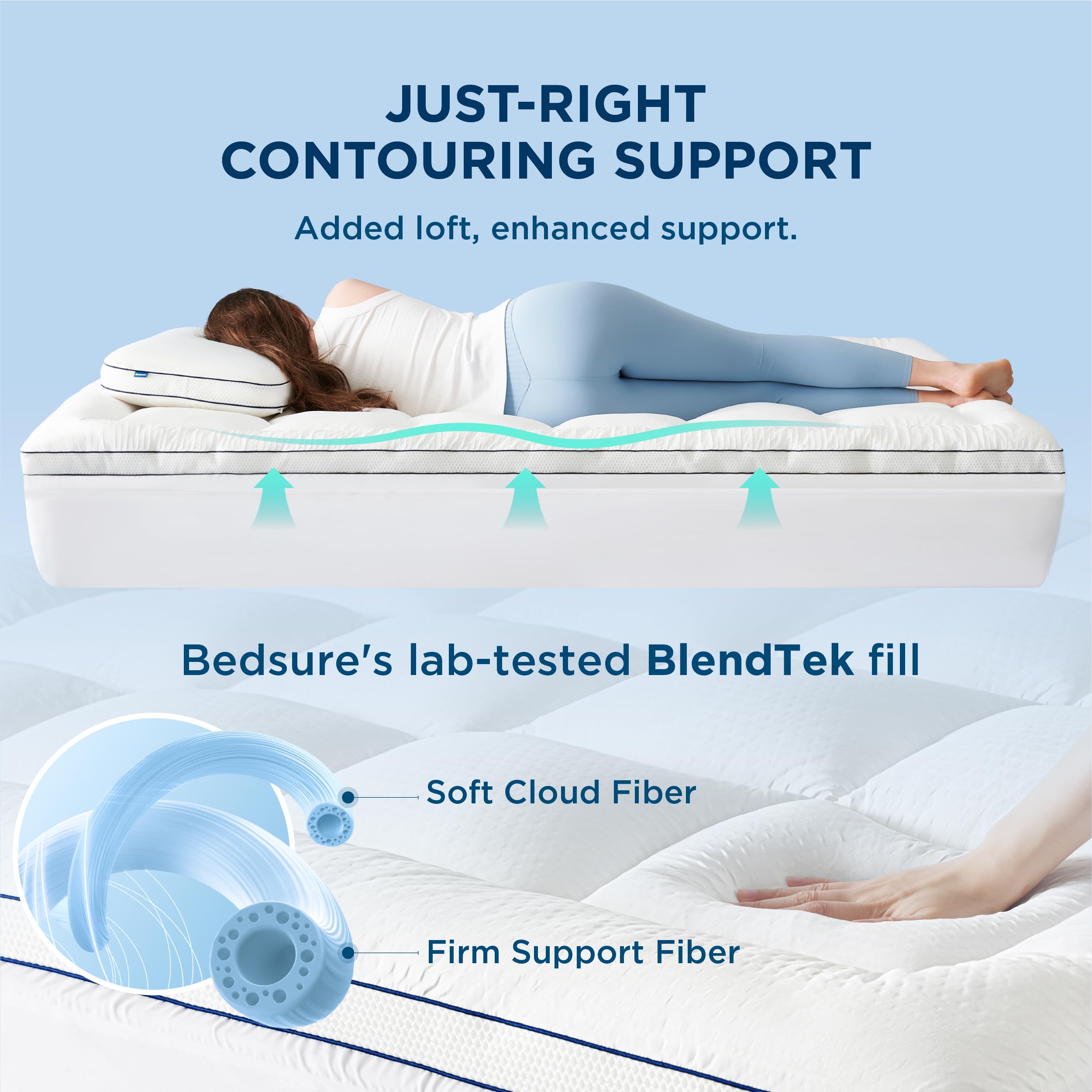 Bedsure Breescape Cooling Mattress Topper, Queen Mattress Pad, Extra Thick Soft Quilted Mattress Cover, Pillow Top Mattress Protector with a Deep Pocket Fitted to 8"-21" Mattresses