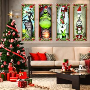 Nightmore Christmas Decorations Jack skellington Christmas Stretching Portraits Poster for Home Wall Decor Art Photo Hanging Banner