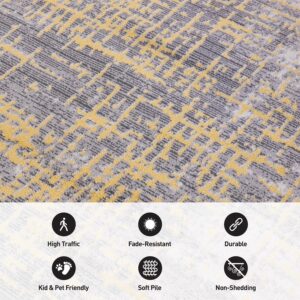 Rugshop Distressed Abstract Design Non Shedding Soft Ideal for Living Room,Bedroom,Kitchen Area Rug 5' x 7' Yellow