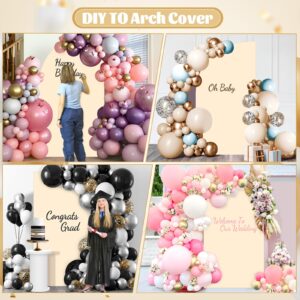 7FT Beige Half Moon Arch Cover Backdrop Spandex Fitted Wedding Arch Stand Cover Double Sided Half Top Stretchy Backdrop Cover for Wedding Birthday Party Baby Shower Graduation Decorations (No Frame)