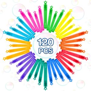 120 Pcs Mini Bubble Wands in 6 Colors, Bulk Party Favors for Kids, Themed Birthday, Christmas, New Year, Valentine, Carnival, School Classroom Prizes for Boys & Girls, Ideal Goodies Bags Stuffers