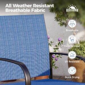 SUNSHINE VALLEY 4 Piece Patio Chairs, Outdoor Dining Chairs for 4,Garden Backyard Lawn Yard Furniture, Blue Stable Patio Dining Chairs Steel Frame with Textilene Fabric Chair.