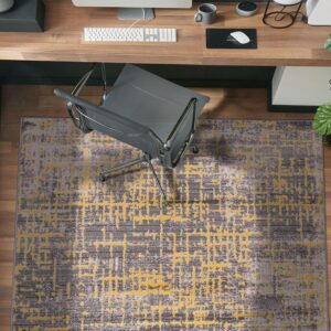 Rugshop Distressed Abstract Design Non Shedding Soft Ideal for Living Room,Bedroom,Kitchen Area Rug 5' x 7' Yellow