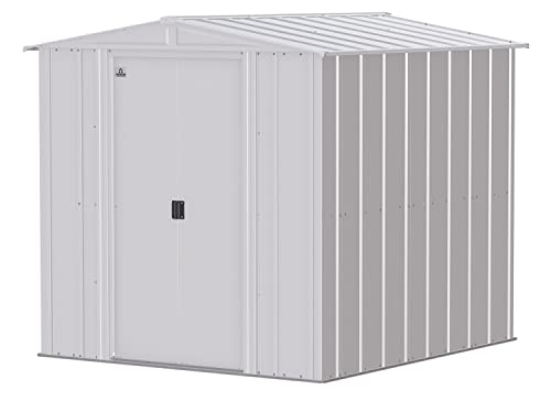 Arrow Sheds 6' x 7' Outdoor Steel Storage Shed, Light Grey