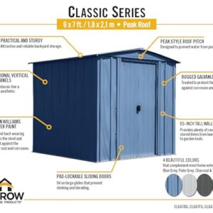 Arrow Sheds 6' x 7' Outdoor Steel Storage Shed, Light Grey