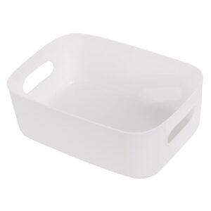 makeup storage container smooth surface handle design solid color versatile plastic storage bin for bedroom desktop storage bin storage