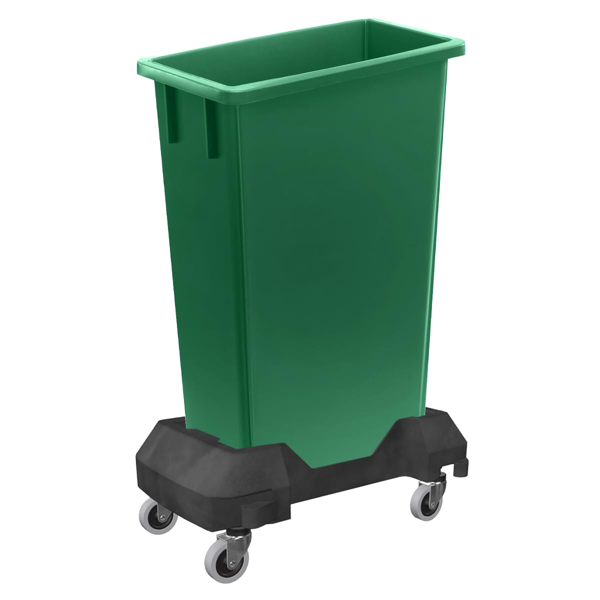 [Dark Green] 23 Gallon Slim Trash Can with Dolly, Commercial Rolling Trash Can, Heavy-Duty Wheeled Garbage Can, Trash Can with Wheels