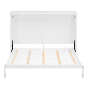 Merax Modern Farmhouse Solid Wood Murphy Bed Chest/Space Saving/Wood Slat Support/Queen,White