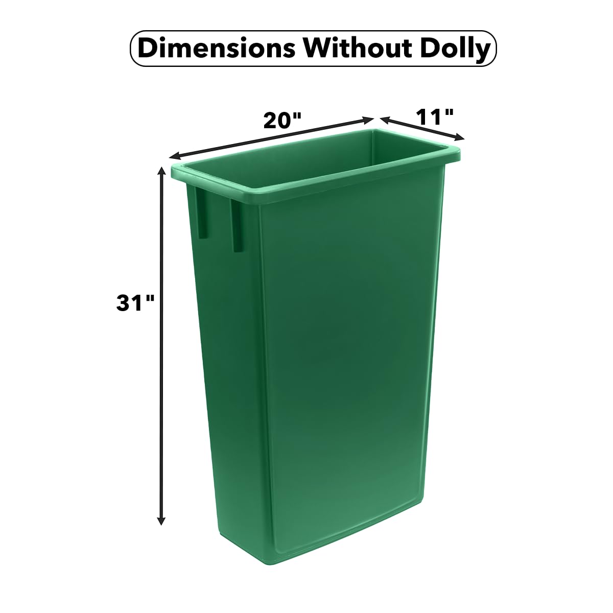 [Dark Green] 23 Gallon Slim Trash Can with Dolly, Commercial Rolling Trash Can, Heavy-Duty Wheeled Garbage Can, Trash Can with Wheels