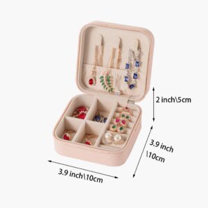 UJHAW Travel Jewelry Case, Jewelry Organizer Box, Jewelry Organizer Jewelry Travel Organizer Small Jewelry Organizer Ring Organizer Necklace Organizer Earring Organizer Box - Pink