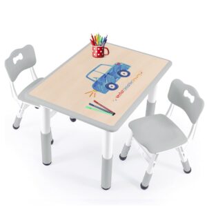 jiaoqiu adjustable kids table and chairs set toddler table and chairs kids table and chair set kids table and chair set 5-8 year old toddler table and chair set with non-slip table legs&organizer