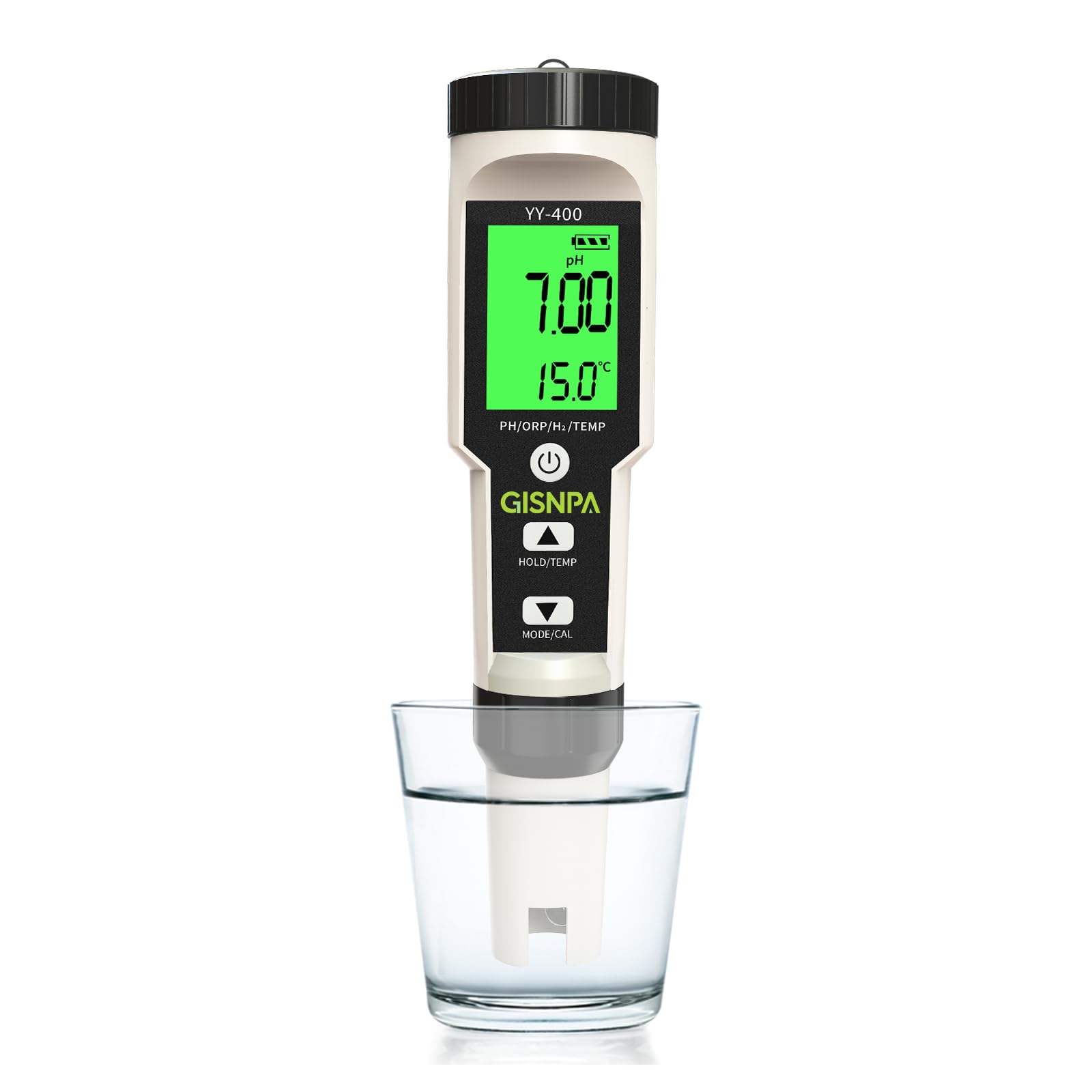 GISNPA PH Meter, Digital 4-in-1 PH ORP H2 Temp Meter, PPB/PPM Meter with ATC, 0.01 Resolution High Accuracy PH Tester for Drinking Water