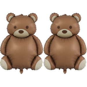 samoka large little bear foil balloons，2 pcs 35 inch little bear theme party supplies，jungle safari theme baby shower birthday party decorations