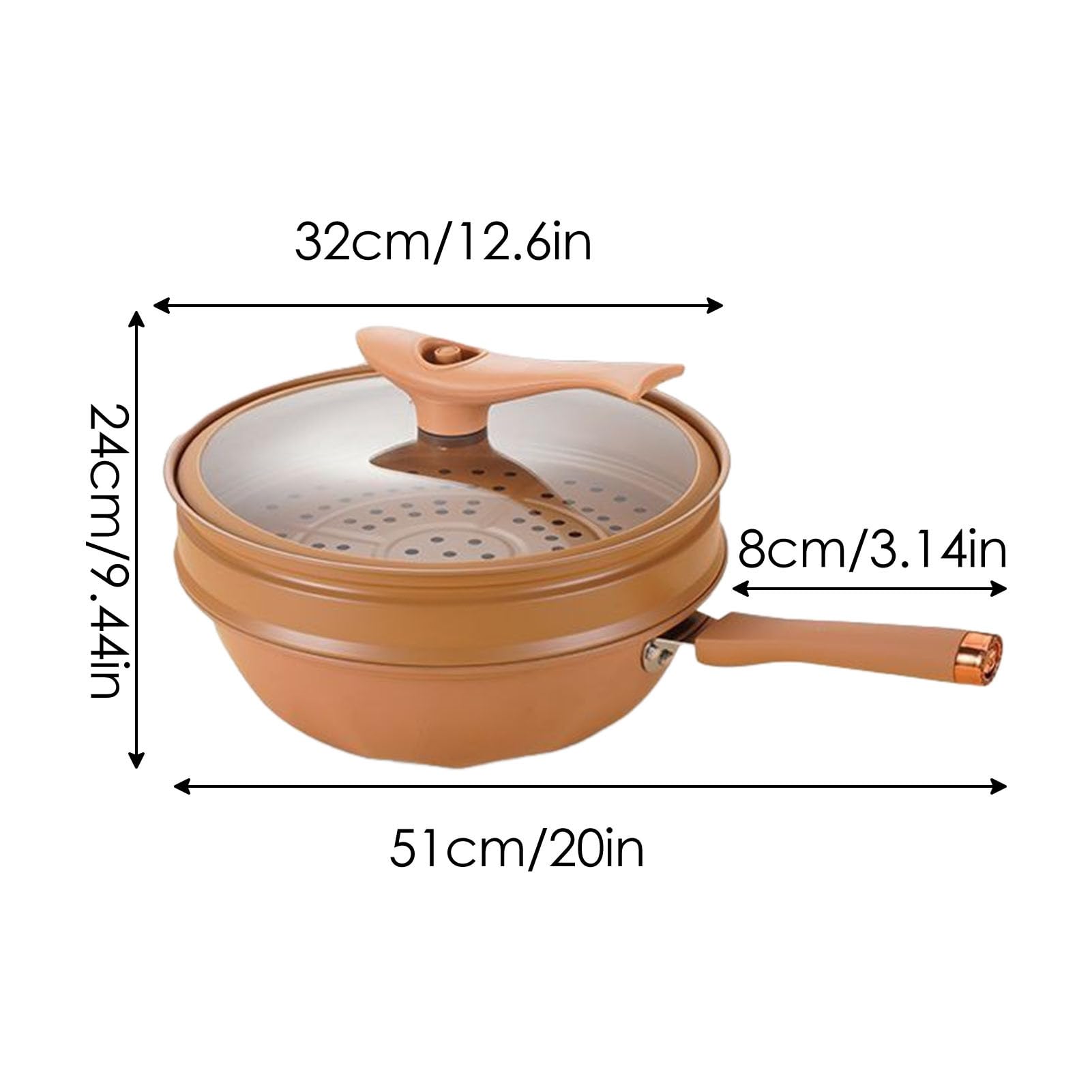 Iron Wok, Scratch Resistant Small Wok Pan with Lid, Energy-concentrating Pan Cookware, All In 1 Bottom Steaming and Cooking Chinese Wok, Nonstick Woks & Stir Fry Pans for Induction, Electric Stoves