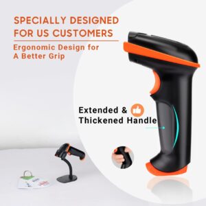 Tera Barcode Scanner Wireless and Wired with Battery Level Indicator 1D 2D QR Digital Printed Bar Codes Reader with Stand Portable Handheld Barcode Scanner Compact Plug and Play Model D5100-Z