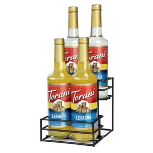 mcsapil coffee syrup rack (4 bottle capacity)，coffee syrup organizer for coffee bar,kitchen.small wine rack for bar,family,storage for syrup, wine, dressing