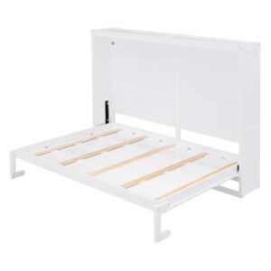 Merax Modern Farmhouse Solid Wood Murphy Bed Chest/Space Saving/Wood Slat Support/Queen,White