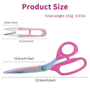 Vutyvve Left-Handed Fabric Scissors for Cutting Fabric, Garments, Textiles, 23cm Tailor's Scissors, Thread Cutter, Set of 2