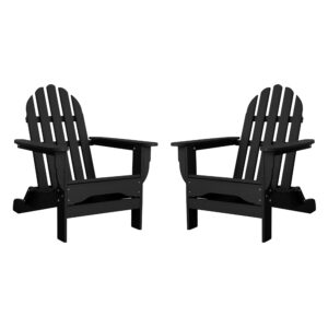 durogreen adirondack chairs made with all-weather tangentwood, set of 2, oversized, high end classic patio furniture for porch, lawn, deck, or fire pit, no maintenance, usa made, black