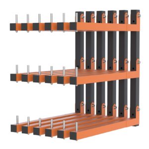 lumber rack wall mount, lumber storage rack, heavy duty wood storage racks with 9-level system, 1080 lb substantial garage wood organizer, orange lumber metal racks for indoor and outdoor (6 pack)