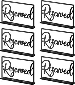 amhil saturey 6 pieces acrylic reserved table signs black reservation for wedding party celebrations