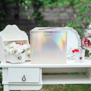 SietDESEO Card Box for Party Iridescent Card Box Raffle Box Gift Card Box Holder for Birthday Party Wedding Reception Baby Shower Bridal Shower Money Card Box