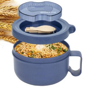 unbreakable microwave soup mugs with lids and handles,microwave ramen bowl with lid for soup and instant noodles,oatmeal, gumbo, salad,bpa free (sapphire blue)