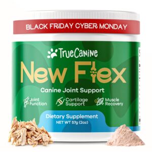 new flex truecanine joint supplement for dogs - all natural dog joint supplement with green lipped mussel, msm, dha & collagen for dogs, hip and joint supplement dogs - chicken flavor, 2oz powder